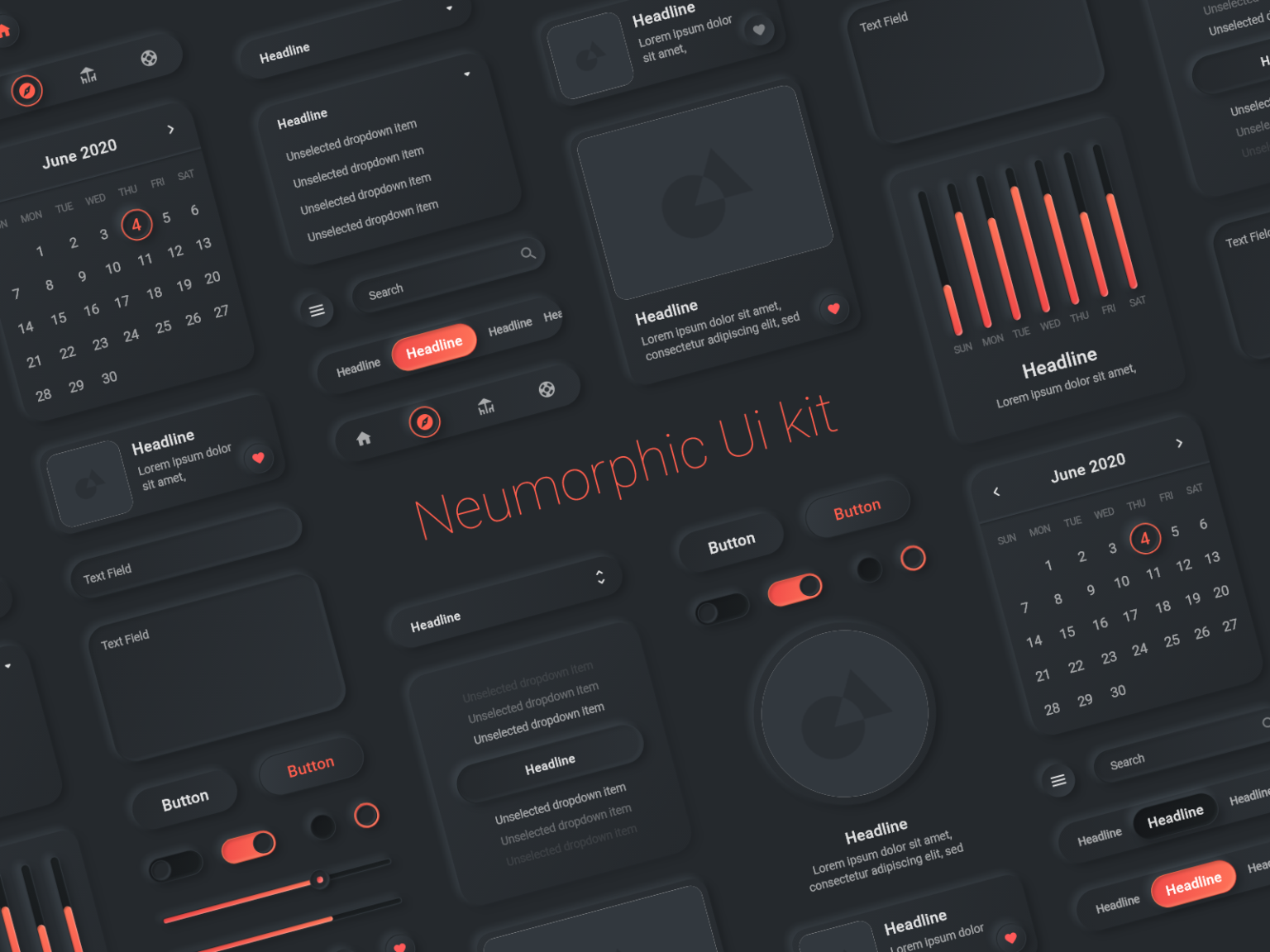 Neumorphic ui kit - dark mode - Download Free Resource Neumorphic ui kit - dark mode - Download Free Resource